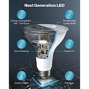 Sunco 12 Pack PAR30 LED Bulbs, 1200 Lumens High Brightness Flood Light Indoor 75W Equivalent 11W Dimmable, 3000K Warm White, E26 Medium Base, Exterior, Wet Rated - UL