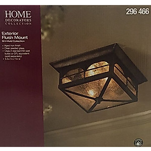 Home Decorators Collection Flushmount 2-Light Outdoor Aged Iron Lantern