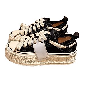 Women Canvas Shoes, Round Toe Prevent Slip Low Top Lace Up Pressure Reducing Women Canvas Sneaker Fashionable for Spring for Daily (38)