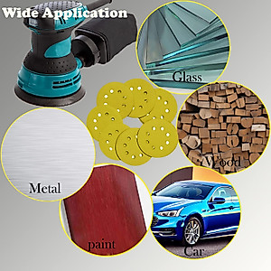 M-jump 100 Pack 5 Inch Sanding Discs, 120 Grit Hook and Loop Sandpaper for Woodworking or Automotive, 8 Hole Gold Premium Dustless Random Orbit Sandpaper