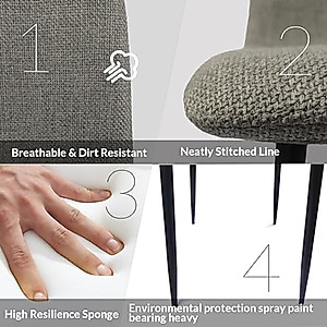 GIA Home Series 5pcs Modern Dining Set Include Rectangle 59"x35"x29.56" Faux Black Marble Wooland Table and Four Dining Chairs with Upholstered Linen Seat,Gray