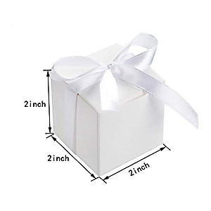 GuiHe 50pcs White Gift Boxes 2x2x2inch Square Wedding Party Favors Gift Boxes Baby Shower Boxes Supplies with Burlap Twine