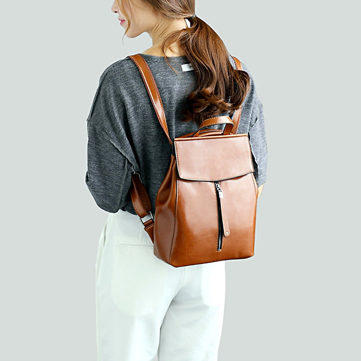 YALUXE Women's Genuine Leather Backpack Purse Fashion Shoulder Bag Handbag Daypack