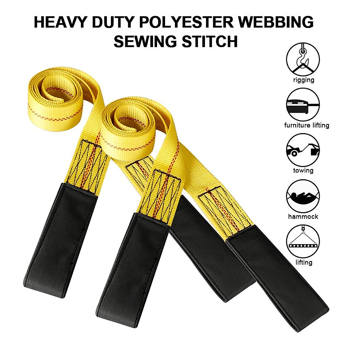 big-autoparts 2pcs 2 inch by 6 feet Lifting Strap 3000 lbs Load Capacity and 9000 lbs Breaking Strength Eye-Eye Web Sling