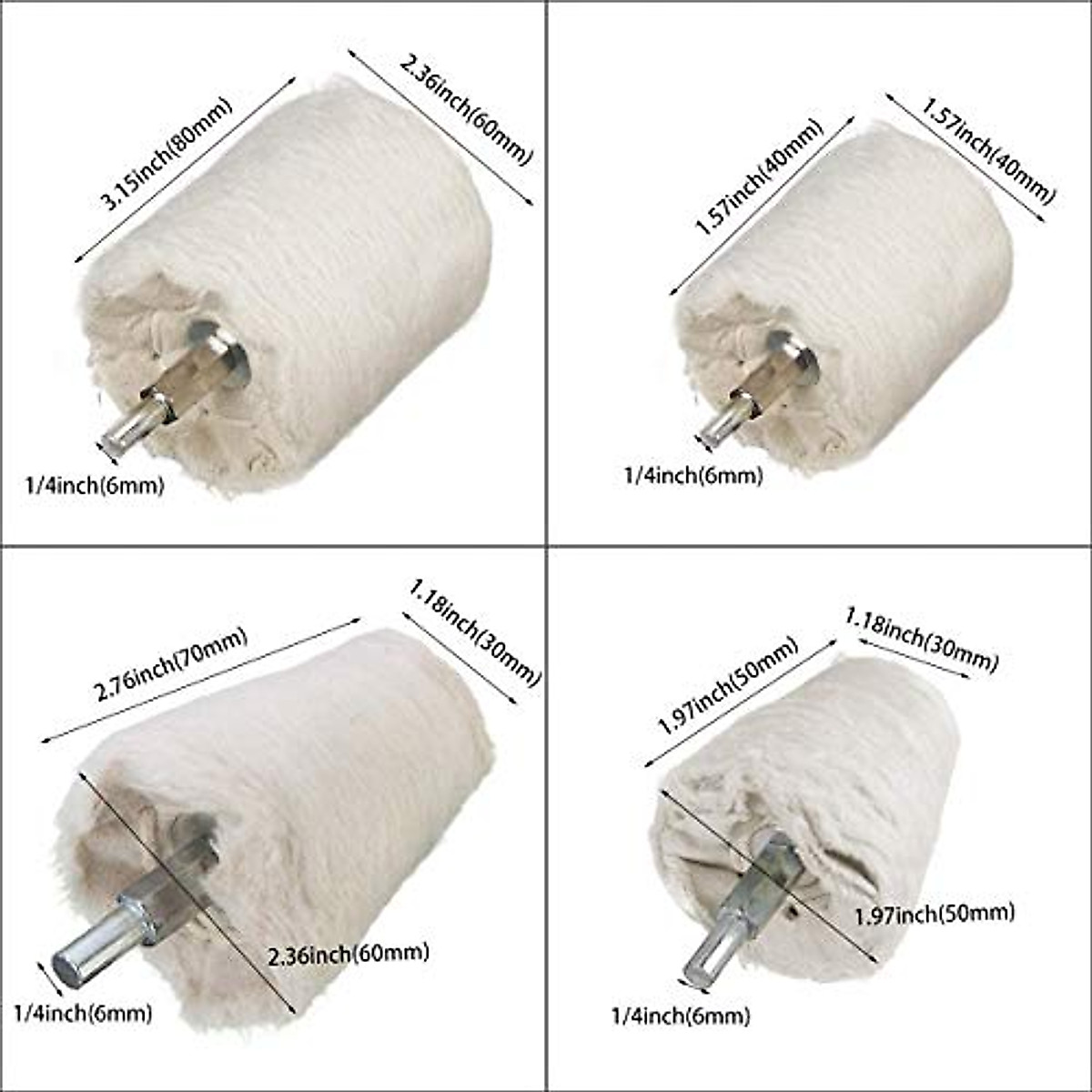 ANAHAF Buffing Wheel for Drill - 8 Pcs Polishing Wheel Cone/Column/Mushroom/T-Shaped Wheel Polishing Kit with 1/4 Handle