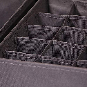 DIOMMELL 21 Pack Foldable Cloth Storage Box Closet Dresser Drawer Organizer Fabric Baskets Bins Containers Divider for Baby Clothes Underwear Bras Socks Lingerie Clothing,Dark Grey 11-4249