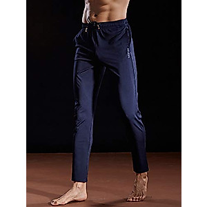 NELEUS Men's 2 Pack Athletic Workout Running Tapered Pants,7006,Black,Navy Blue,US XL,EU 2XL