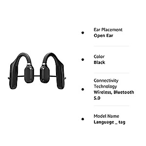 Open-Ear Headphones, Wireless Air Conduction Headphones Lightweight Sweatproof Bluetooth Sports Headset with Mic Answer Phone Call Music for Running, Hiking, Driving, Bicycling (Black)