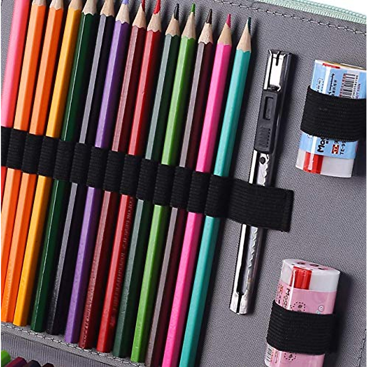 Shulaner 120 Slots Colored Pencil Case with Zipper Closure Large Capacity Green Rose Oxford Pen Organizer Flower Pencil Holder for Artist