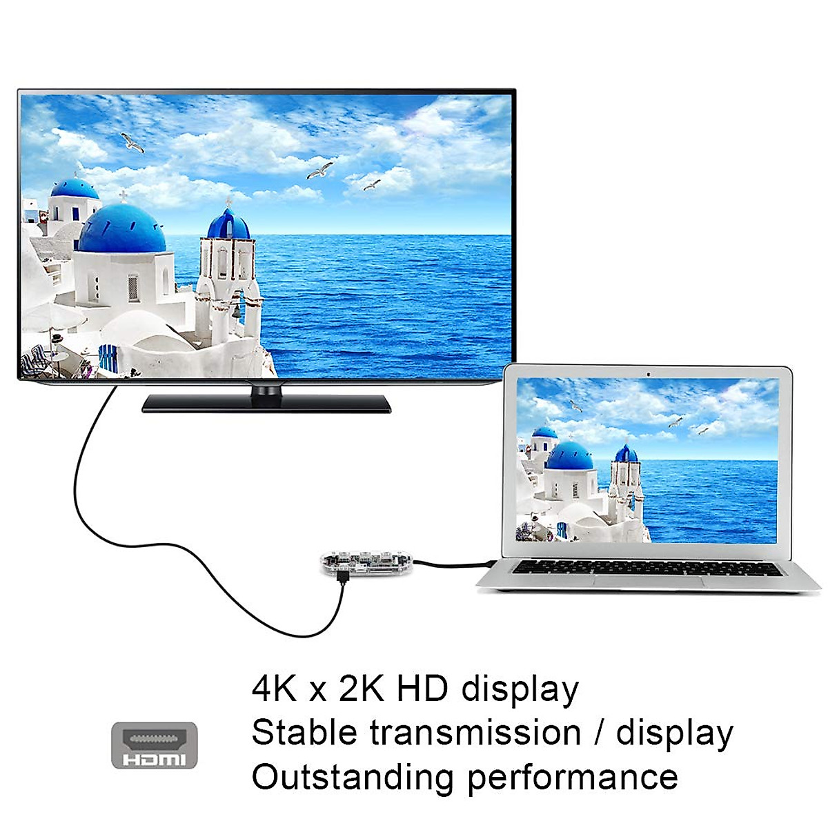 USB C Port Expande, 7-in-1 Hub Docking Station Transparent SD Card Reader HDMI Adapter USB C Hub Devices Adapter PD Charging (5Gbps