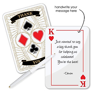 Big Dot of Happiness Las Vegas - Shaped Casino Party Thank You Note Cards with Envelopes - Set of 12