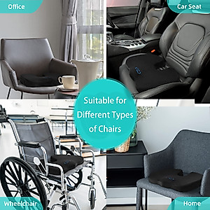 CToN Seat Cushion for Office Chairs Memory Foam Comfort Seat Cushion Non-Slip Chair Cushions Removable Washable Seat Office Cushion Perfect for Lower Back, Tailbone and Sciatica Pain Relief (Black)