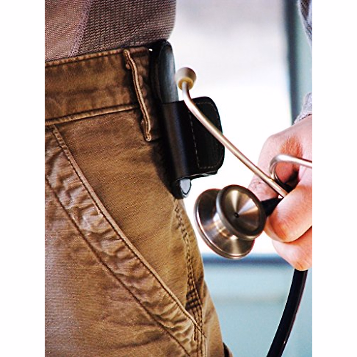 The BATCLIP (Black) - Premium Leather Handmade Clip-on Stethoscope Hip Holder; no More Neck Carrying, Loss, or Misplacement. Proudly Carry Your high-end Stethoscope with Taste and Style.