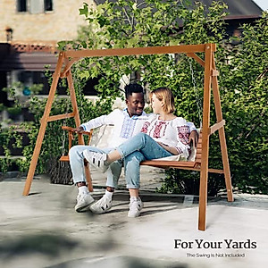 VINGLI Heavy Duty 660 LBS Wooden Swing Frame with Extra Bottom Connection Board, Upgraded A-Frame Porch Swing Bench Stand for Indoor & Outdoor