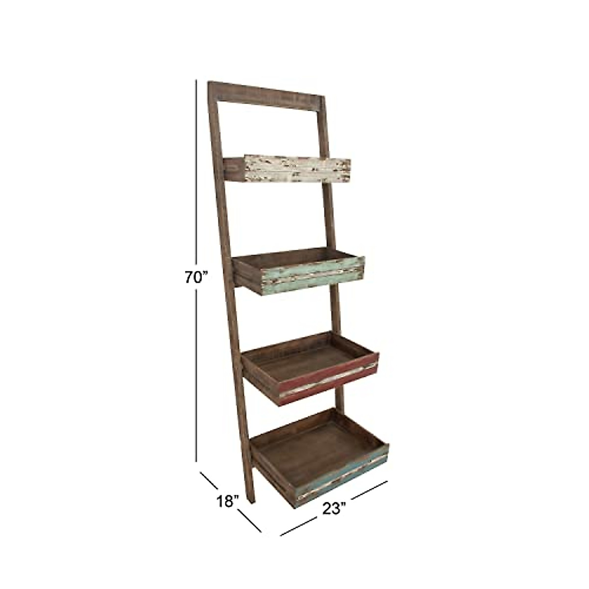 Deco 79 Wood 4 Shelves Shelving Unit, 23" x 18" x 70", Brown