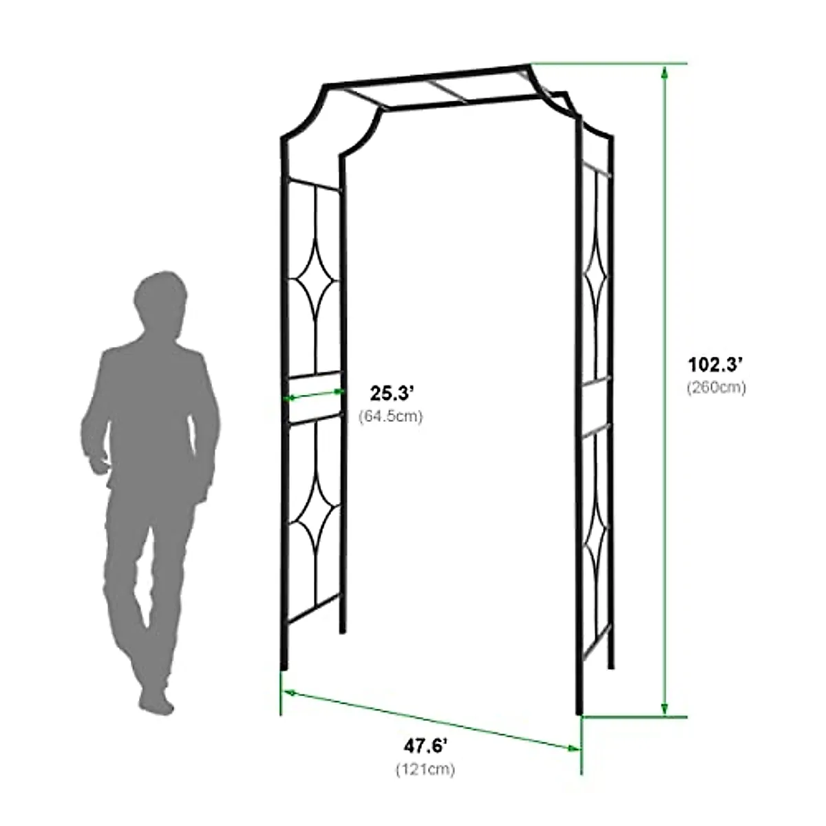 RICHRYCE Outdoor Metal Garden Arch with Double Gate, Garden Arbor for Various Climbing Plant, Outdoor Garden Lawn (25.3''W x 47.6''L x 102.3''H)