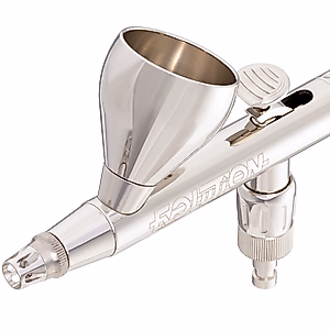 Harder & Steenbeck Airbrush Kit - Evolution Silverline fPc Two in One - German-Engineered Dual Action Painting Set with Gravity Feed - 0.2mm and 0.4mm Self-Centering Nozzle - 126103