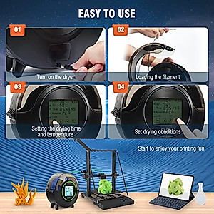 SUNLU S2 Filament Dryer Box, 3D Printer Spool Filadryer Box Keep Consumables Dry During Printing, 360' Surround Heating Adjustable Temperature Filaments Storage Box, Black