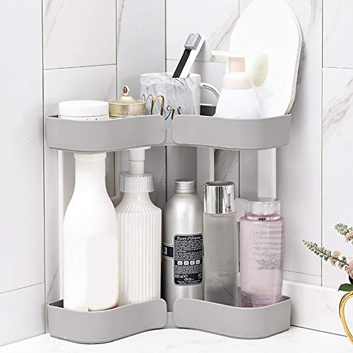 Bathroom Corner Shelf - Muti-Function Double Layers Corner Storage Shelf Rack Organizer for Bathroom Kitchen Bedroom