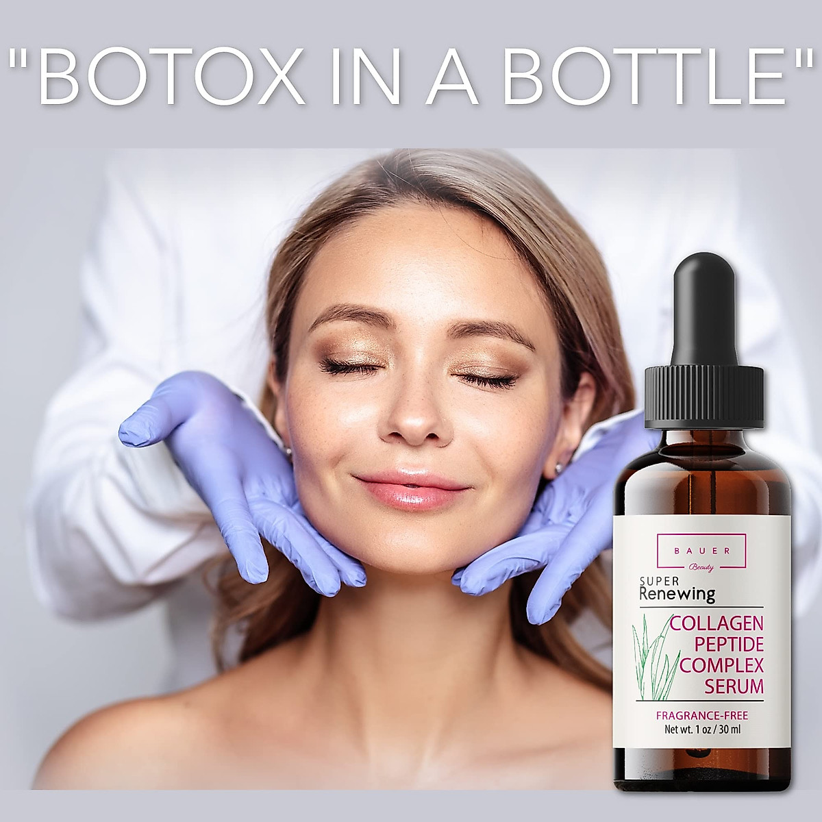 Collagen Peptide Complex Face Serum Anti Aging with Matrixyl 3000 and Hyaluronic Acid, Microneedling, Brightening, Hydrating and Skin Tightening for Glass Skin- DERMATOLOGIST TESTED