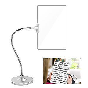 5X Magnifiers with Stand, 10"x6" Flexible Gooseneck Full Book Page Magnifying, Large Book Page Magnifier for Reading Small Prints & Low Vision Seniors with Aging Eyes, Sliver