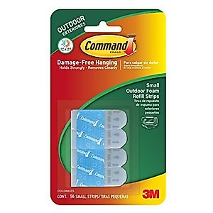 Command Outdoor Replacement Strips, Re-Hang Outdoor Hooks, Small, 6-packages (96 strips total) (17022AW-ES)