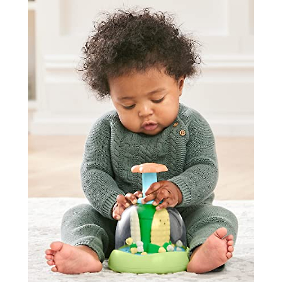 Skip Hop Press & Spin Baby Toy, Farmstand What's Poppin Corn Spinner
