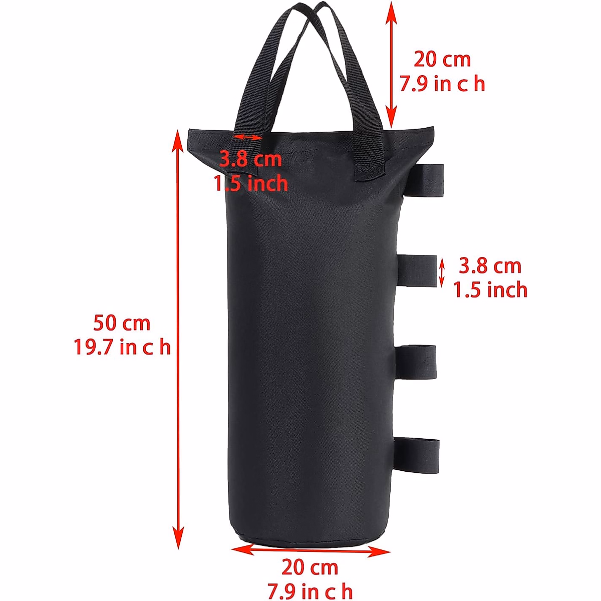 CACTIYE Canopy Weight Bags for Pop up Canopy Tent, Sand Bags Leg Weights for Instant Outdoor Sun Shelter Canopy Legs, 4-Pack (Bags Only, Sand Not Included) (Round-4PCS-7.9x19.7 INCH, Black)