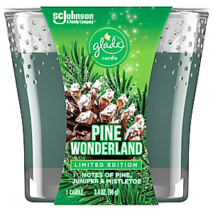 Glade Jar Candles, Fragrance Candles Infused with Essential Oils, Air Freshener Candles, 3.4 Oz; Multiple Scents Available! (Pine Wonderland, 1 Wick)