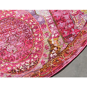 Unique Loom Baracoa Collection Area Rug - Coppelia (8' 4" Round, Pink/ Ivory)