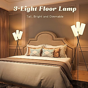 TYIAINI Floor Lamp, Tripod Floor Lamp with 3-Light, Modern Standing Lamps with Foot Switch, 70" Standing Tall Pole Lamps for Living Room, Bedroom, Study Room and Office