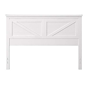 Glenwillow Home Farmhouse Style Wood Panel Headboard in Gloss White - Queen Size