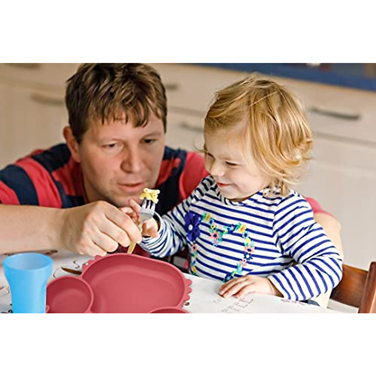 Silicone Suction Plate for Toddlers - Self Feeding Training Divided Plate Dish and Bowl for Baby and Toddler, Fits for Most Highchairs Trays, BPA Free Microwave Dishwasher Safe