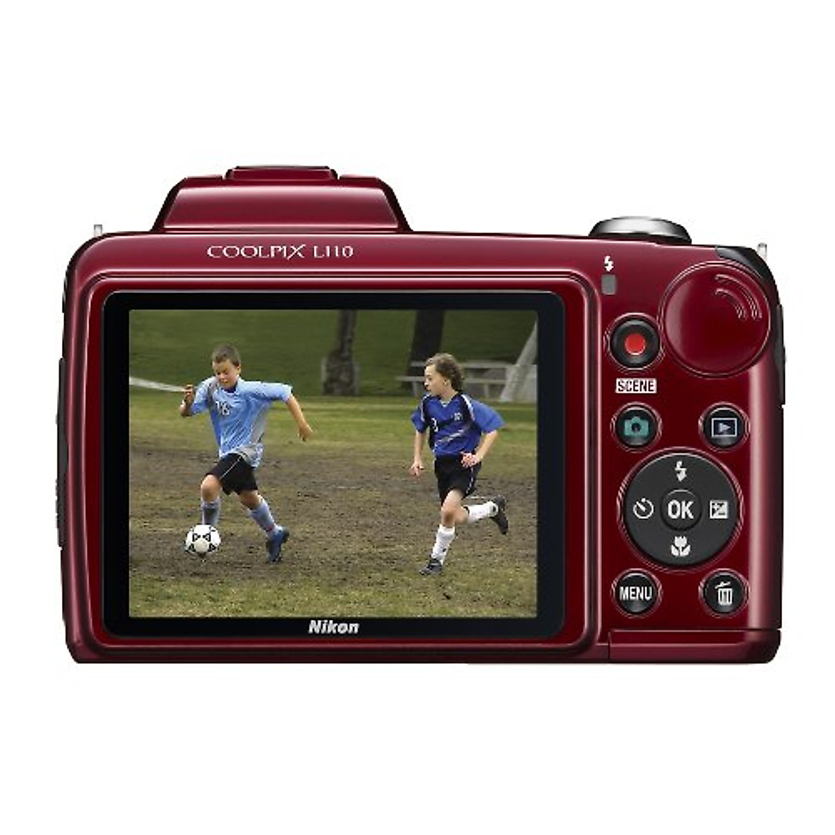 Nikon Coolpix L110 12.1MP Digital Camera with 15x Optical Vibration Reduction (VR) Zoom and 3.0-Inch LCD (Red)