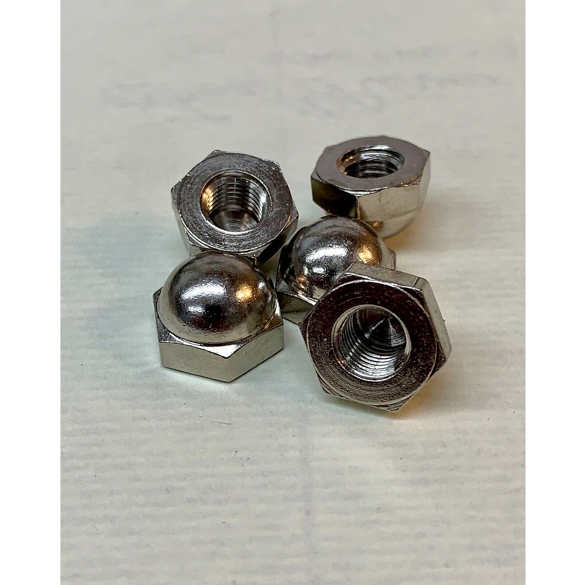 (100) 5/16"-24 Solid Brass Nickel Plated Cap Acorn Nuts Bright Chrome Color Fine