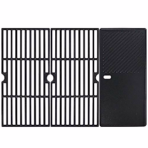 Uniflasy Grill Parts for Charbroil Advantage 463343015, 463344015, 463344116, Kenmore, Broil King Gas Grills G467-0002-W1 Grates and Griddle Replacement, 16 15/16" Cast Iron Cooking Grids, 3-Pack