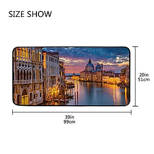 Kitchen Floor Mat Cityscape Image Decor Absorbent Comfort Standing Mat Soft Runner Rug for Hallway Entryway Bathroom Living Room Bedroom 39x20 inch