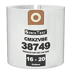 SpaceTent 6 Pack CMXZVBE38749 Filter Bags for Craftsman 16 and 20 Gallon Wet/Dry Vacs, part # CMXZVBE38749 38749, CMXEVBE17595 Bags.