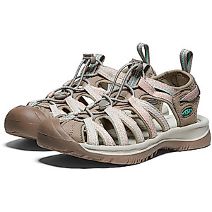 KEEN Women's Whisper Closed Toe Sport Sandals, Taupe/Coral, 7
