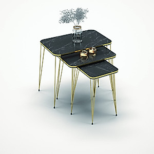 Rectangular Nesting Set of 3, Nesting Table, Modern Woodgrain Look Base for Living Room Coffee Tables or Nightstands - Coffee Table - Side End Table - Small Side Table