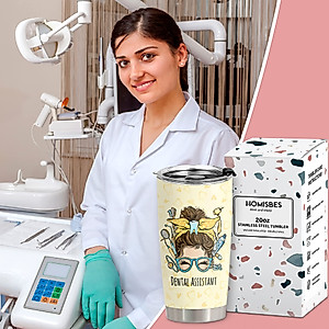 HOMISBES Dental Assistant Gifts for Women - Stainless Steel Nutrition Facts Tumbler Cup for Dental Assistant - Dental Assistant Appreciation Travel Mug 20oz