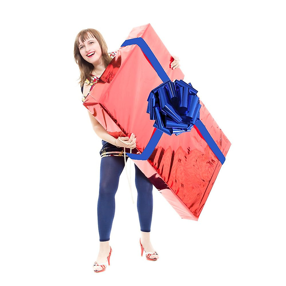 1 pcs Giant Bow,Large Gift Bow,12 "Metal Giant Bow Suitable for Bicycles,Household appliances,Christmas, Parties,and Large Bow Decorations on Dining Tables (Blue)