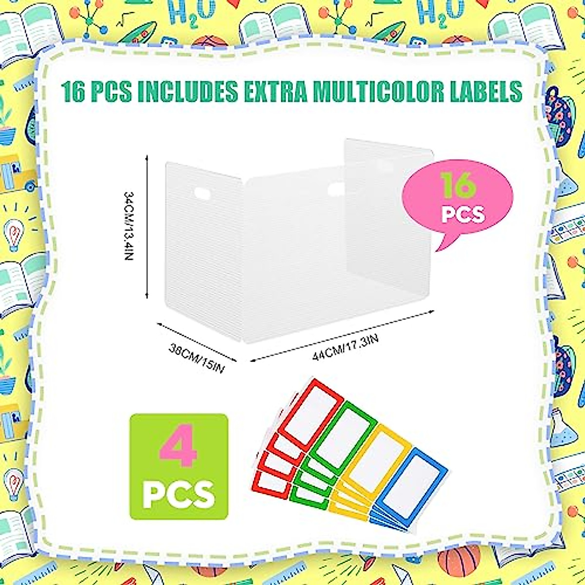 16 Pcs Plastic Privacy Boards for Student 14 x 17.5 x 14 Inch Desks Boards Folders Shields Test Desk Dividers Durable and Waterproof Classroom Privacy Boards for School Study Teacher Supplies