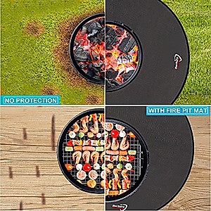 36" Round Under Grill Mat,DocSafe 4 Layers Fire Pit Mat,Fireproof Mat Protect Mat for Deck,Patio,Grass,Outdoor Charcoal,Smokers,Reusable Oil-Proof and Waterproof Indoor Fireplace Mat BBQ Floor Mat