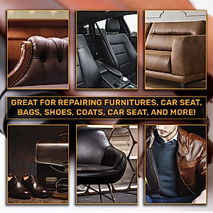 Master Manufacturing Leather Repair Kit — Restor-it No Heat Leather & Vinyl Repair for Furniture Fabric Car Seat Boat Seats Sofa Couch Leather Paint Kit Black Blue Brown Red & 3 More Touch Up Colors