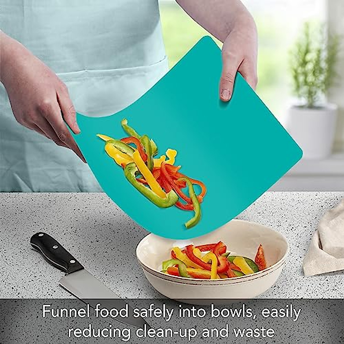 Cut N’ Funnel Blue Caraco 2 Pack Thick Multicolor Plastic Cutting Board Mats Made in the USA BPA & PVC Free Plastic