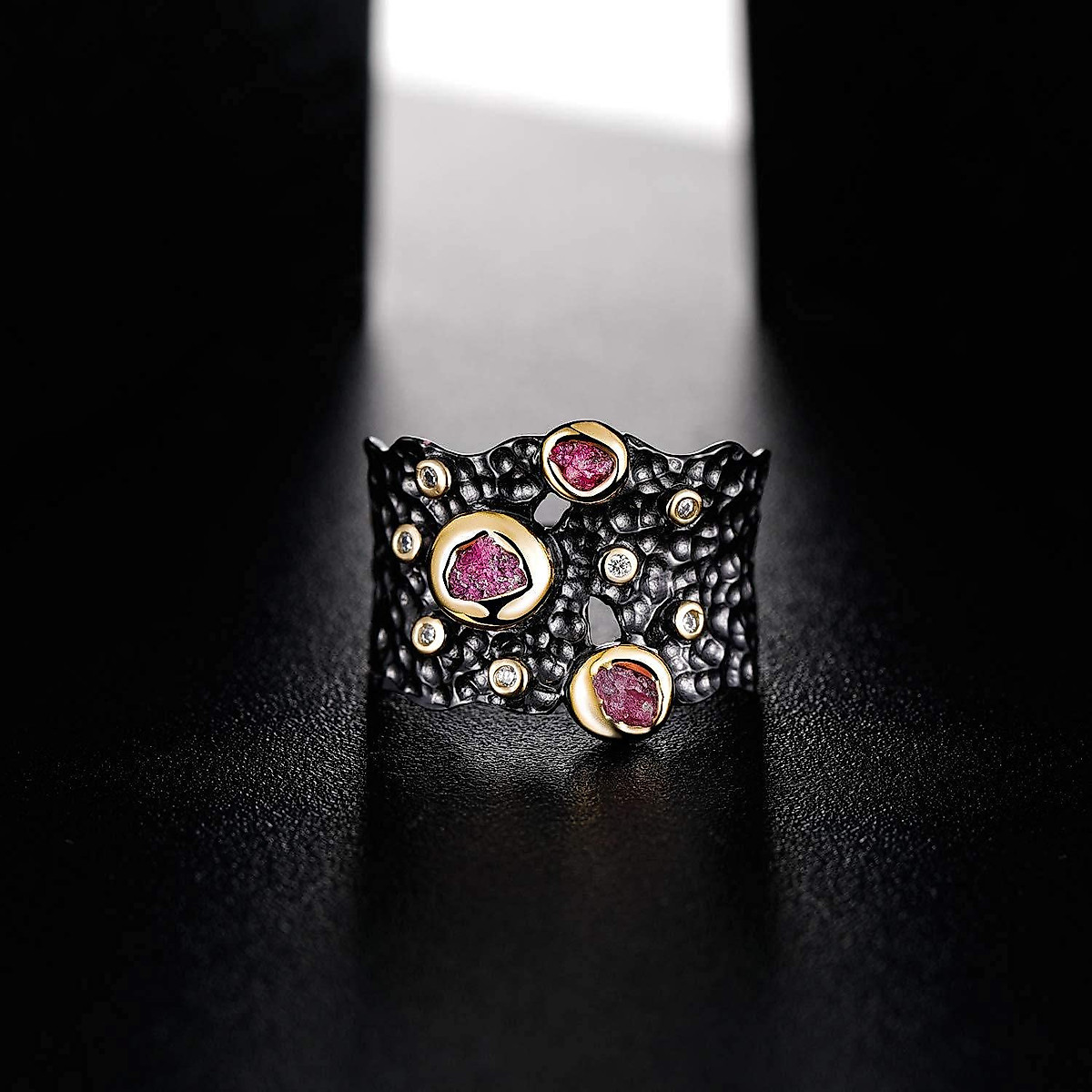 925 Sterling Silver Gemstone Black Statement Rings for Women Men Hypoallergenic Jewelry (9)