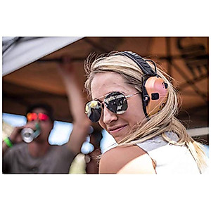 Walker's Razor Slim Ultra Low Profile Compact Design Adjustable Range Shooting Hunting Hearing Protection Electronic Earmuffs, Coral