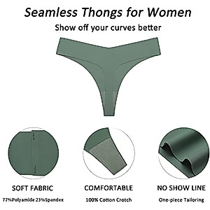 LEITNIAS Seamless Thongs Underwear for Women Breathable Stretch V-waist Panties Invisible No Show Thongs 6 Pack S-XL