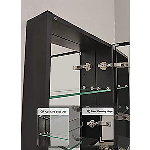 ZAYEN Bathroom Mirror Cabinet, Metal Bathroom Mirror Cabinet Modern Wall Mounted Rectangle Storage Cabinet Locker Wall Cabinet with Makeup Mirror